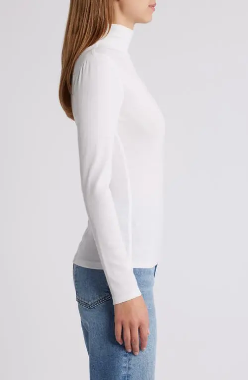 FRAME Rib Mock Neck Top - White