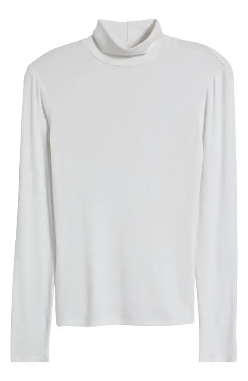 FRAME Rib Mock Neck Top - White
