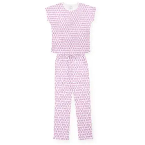 LILA AND HAYES Marcia Pajama Pant Set - Pickleball Crest Pink