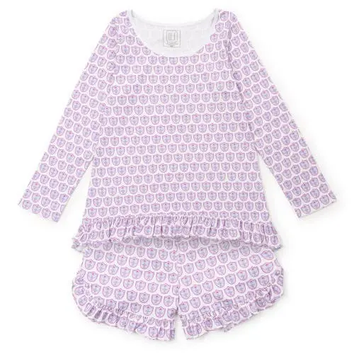 LILA AND HAYES Kathryn Pajama Short Set - Tennis Crest Pink