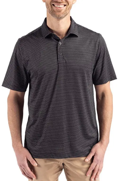 Cutter & Buck Pike Shadow Check Print Polo - Black