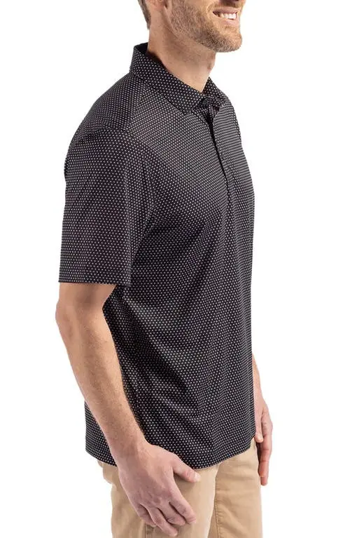 Cutter & Buck Pike Shadow Check Print Polo - Black