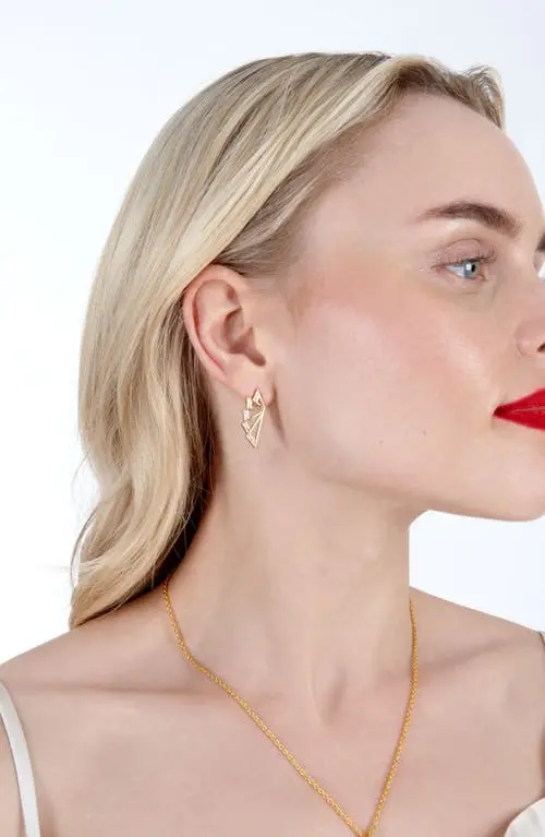 LUCY QUARTERMAINE Art Deco Angel Wing Stud Earrings - Gold