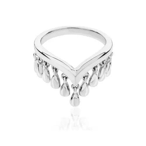 LUCY QUARTERMAINE Wishbone Teardrop Ring - Sterling Silver