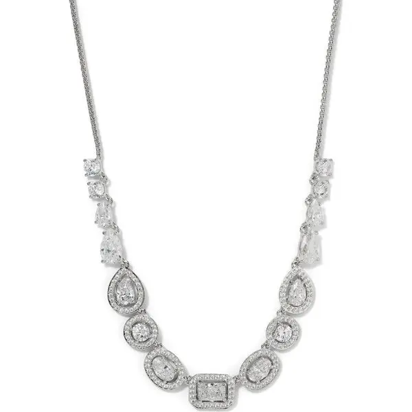 Nadri Radiant Cubic Zirconia Frontal Necklace - Rhodium