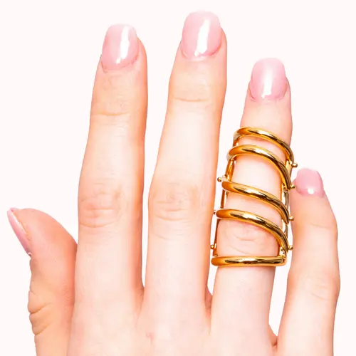 LUCY QUARTERMAINE Drop Armour Double Hinge Ring - Gold