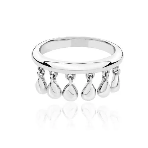 LUCY QUARTERMAINE Tear Drop Dangle Ring - Sterling Silver
