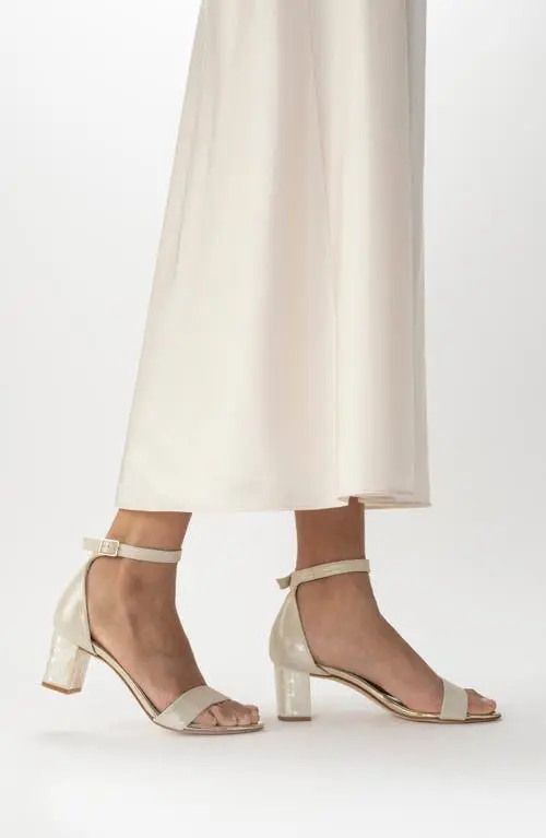 FREYA ROSE Martene Midi Ankle Strap Pearl Heel Sandal - Champagne