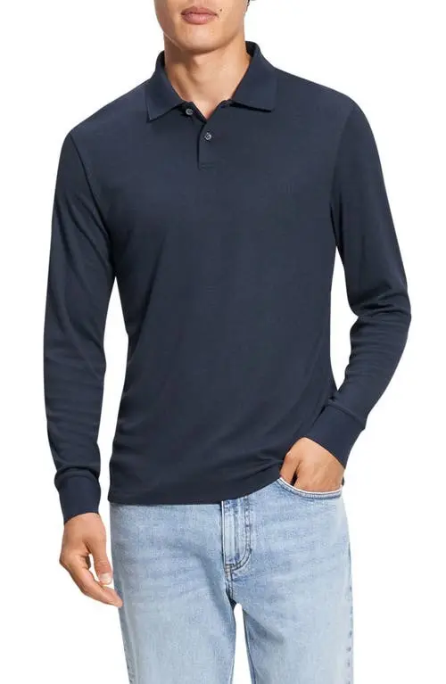 Theory Goris Anemone Milano Long Sleeve Polo - Baltic