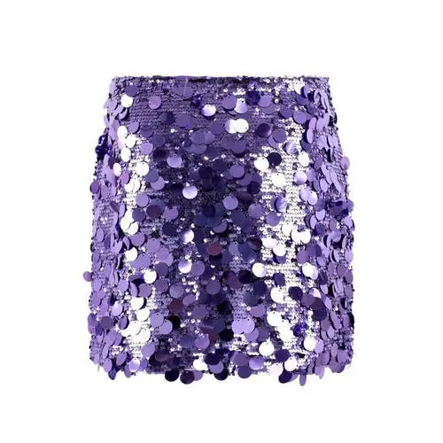 LOLA + THE BOYS Magic Paillette Mini Skirt - Purple
