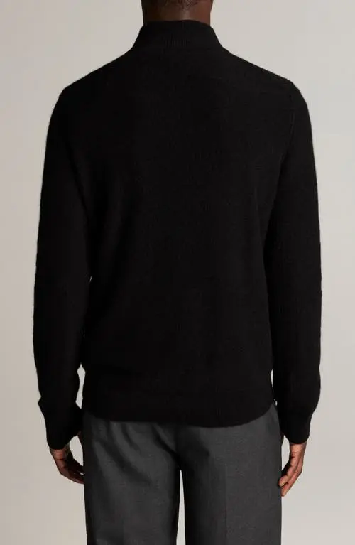 Vince Boiled Cashmere Quarter Zip Sweater - Black