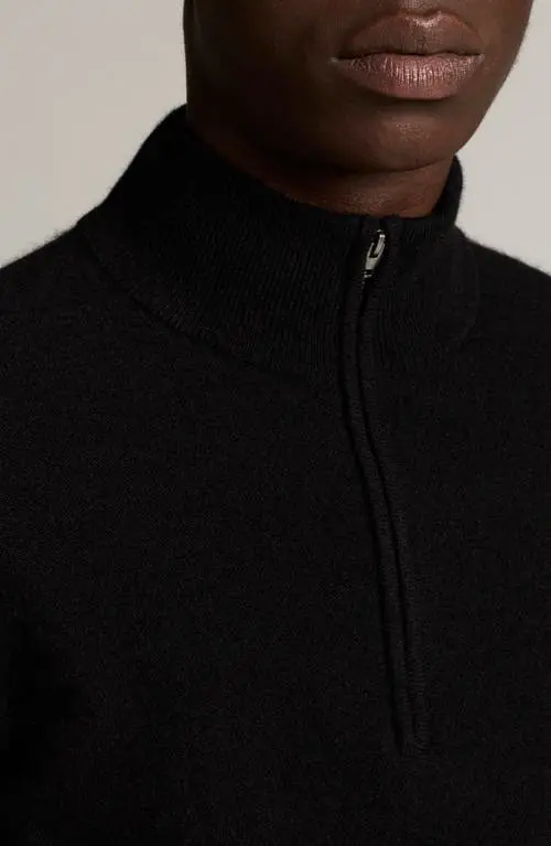 Vince Boiled Cashmere Quarter Zip Sweater - Black