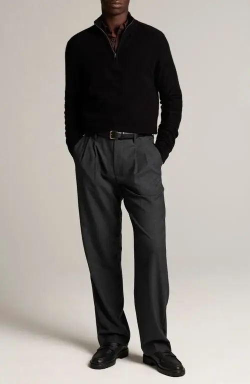 Vince Boiled Cashmere Quarter Zip Sweater - Black