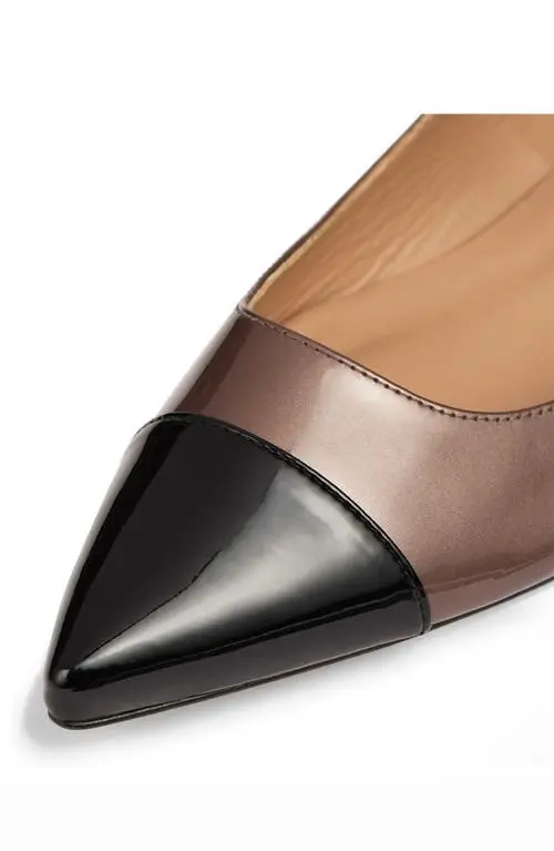 Lk Bennett Monty Pointed Cap-Toe Mary Jane Flats In Bronze Gold