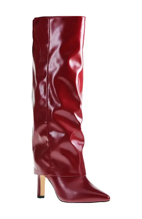Chinese Laundry Foldover Shaft Pointed Toe Knee High Boots - Red