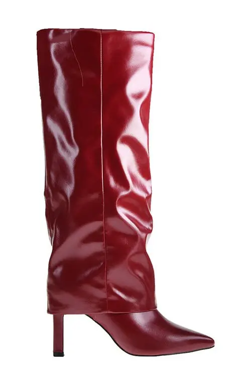 Chinese Laundry Foldover Shaft Pointed Toe Knee High Boots - Red