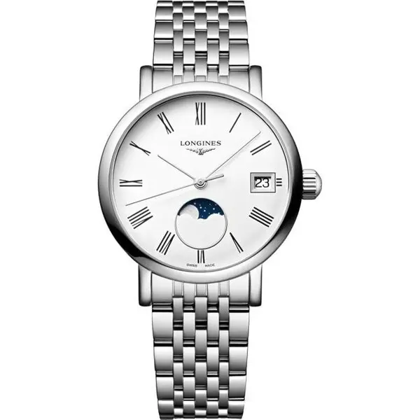 LONGINES Elegant Collection Moonphase Bracelet Watch - White