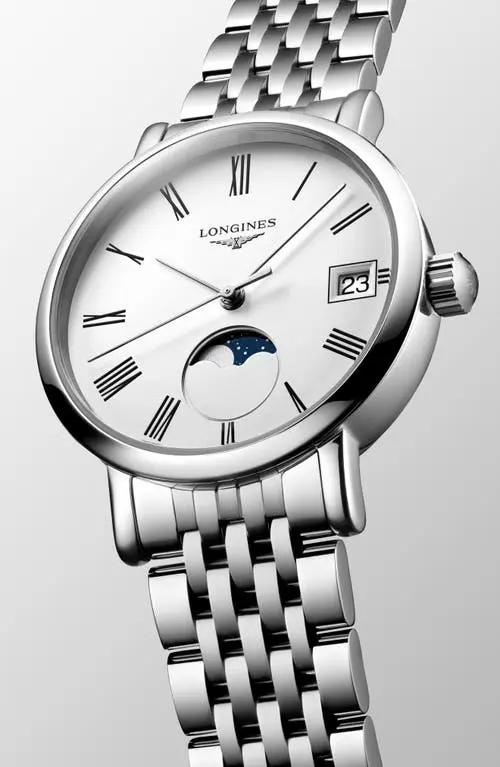 LONGINES Elegant Collection Moonphase Bracelet Watch - White