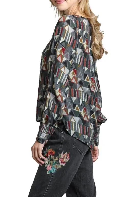 APNY Printed Long Sleeve Top - Grey Multi