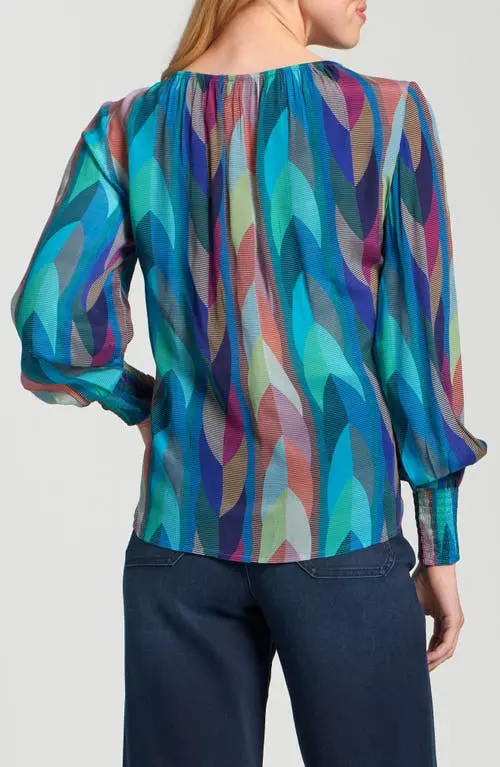 APNY Printed Long Sleeve Top - Turquoise Multi