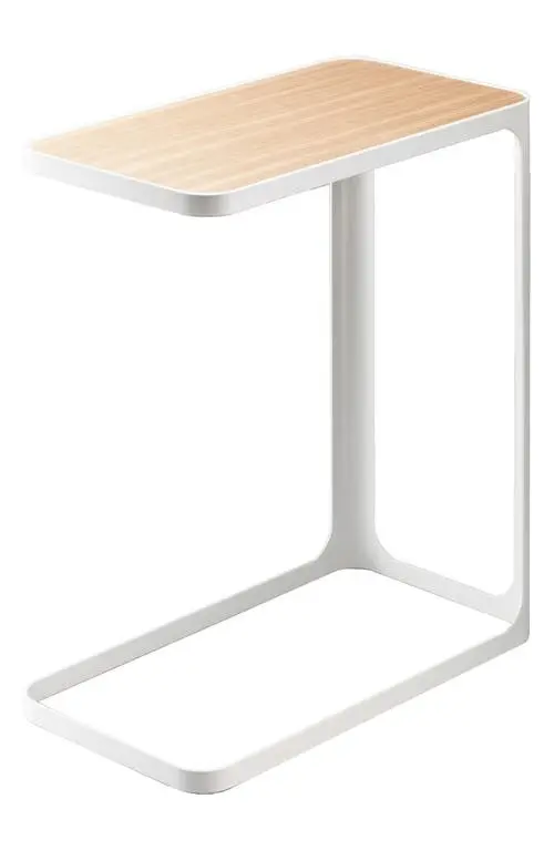 YAMAZAKI Wood & Steel Accent Table - White
