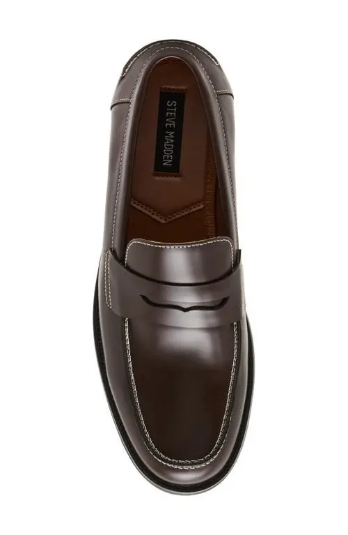 Steve Madden Natan Leather Loafer - Dark Brown