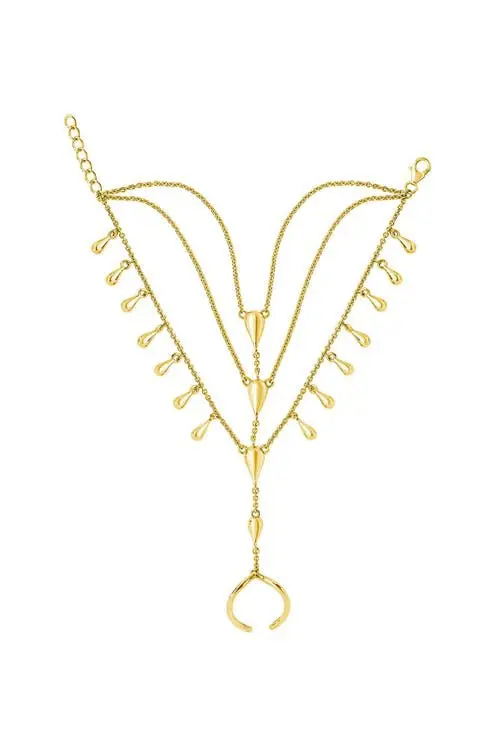 LUCY QUARTERMAINE Drop Vermeil Hand Chain - Gold