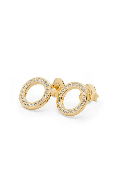 LUCY QUARTERMAINE Art Deco Halo Stud Earrings - Gold