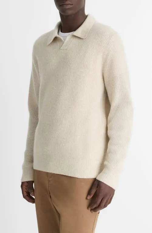 Vince Thermal Knit Boiled Cashmere Sweater - H Runyon/bone
