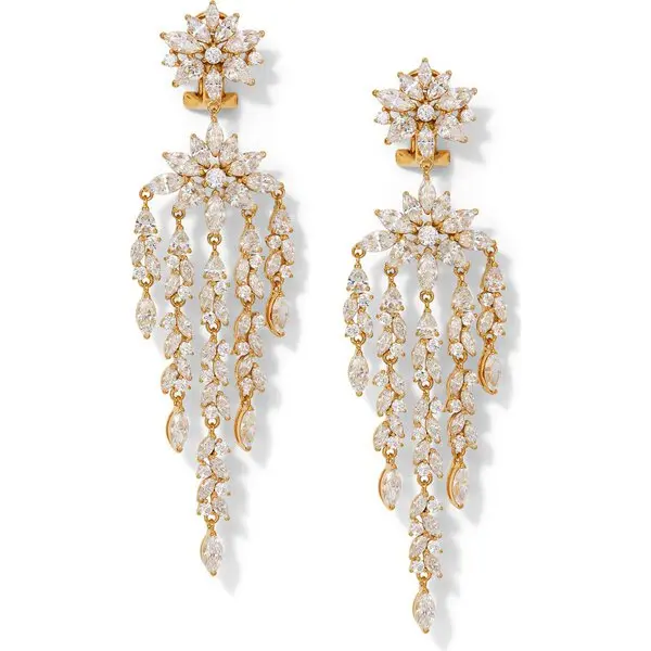 Nadri Sav Drama Chandelier Earrings - Gold