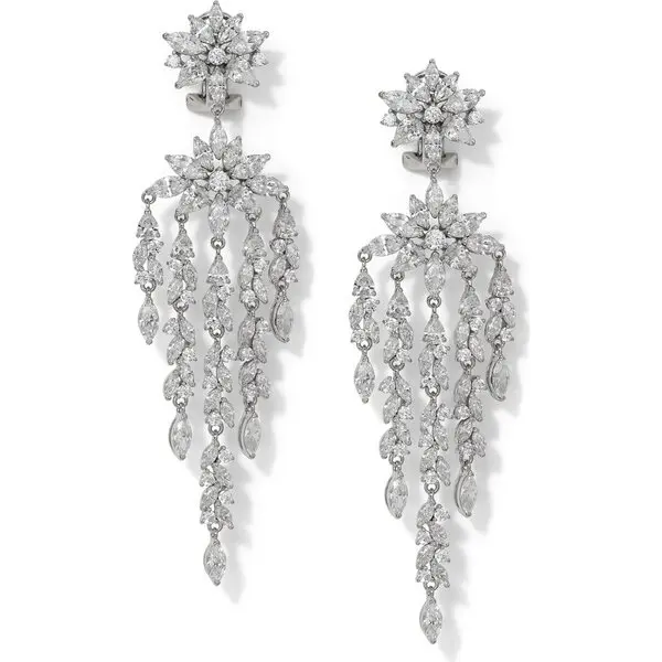 Nadri Sav Drama Chandelier Earrings - Rhodium