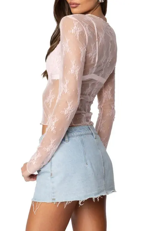 EDIKTED Lise Sheer Floral Lace Top