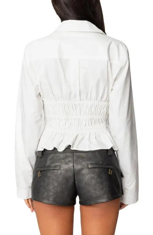 EDIKTED Sharon Tie Front Cotton Shirt