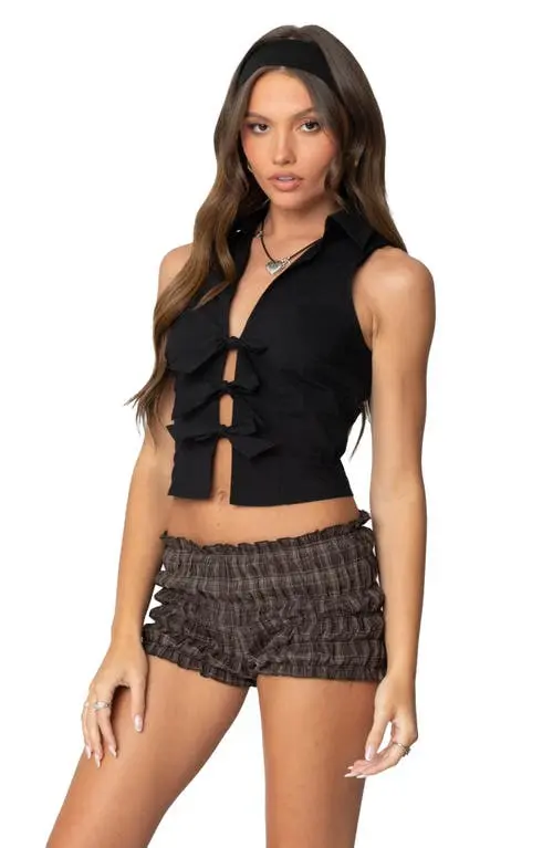 EDIKTED Beau Tie Front Crop Top