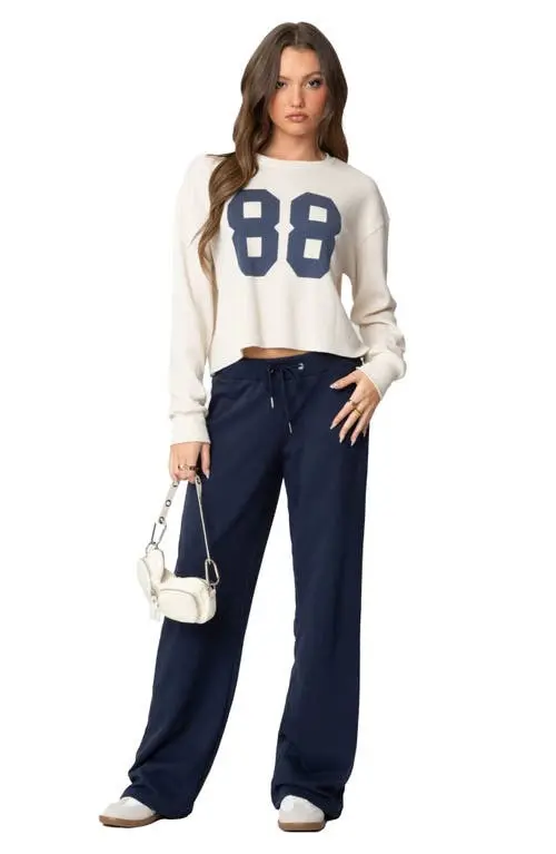 EDIKTED Quinn Straight Leg Sweatpants - Navy