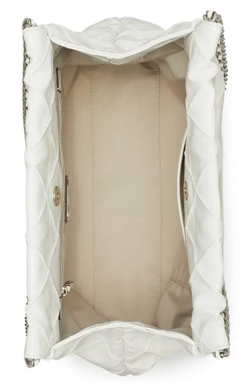 Tory Burch Fleming Distressed Quilted Leather Hobo Bag - Blanc