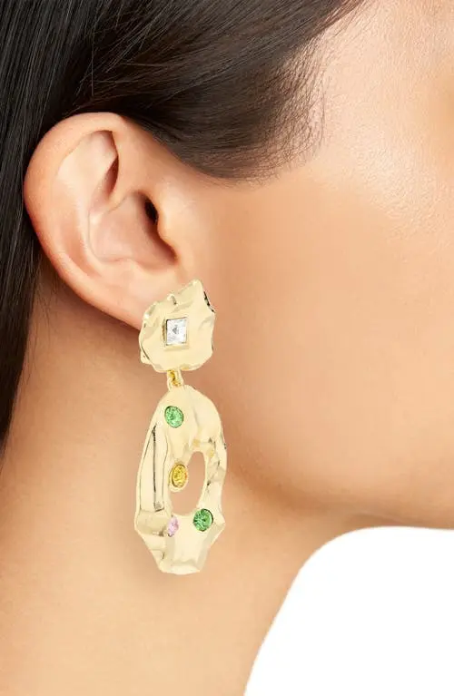 Oscar De La Renta Textured Metal & Crystal Drop Clip-on Earrings