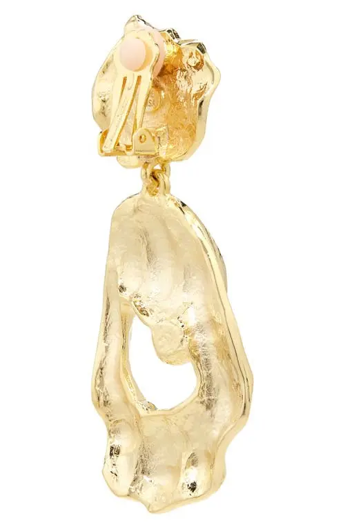 Oscar De La Renta Textured Metal & Crystal Drop Clip-on Earrings