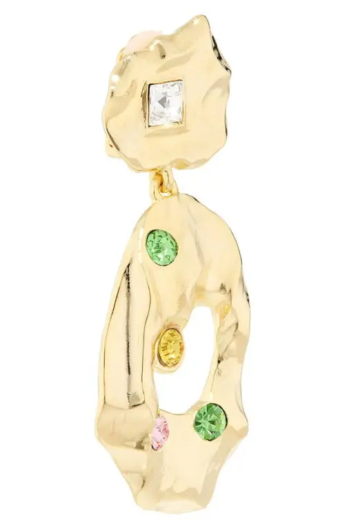 Oscar De La Renta Textured Metal & Crystal Drop Clip-on Earrings
