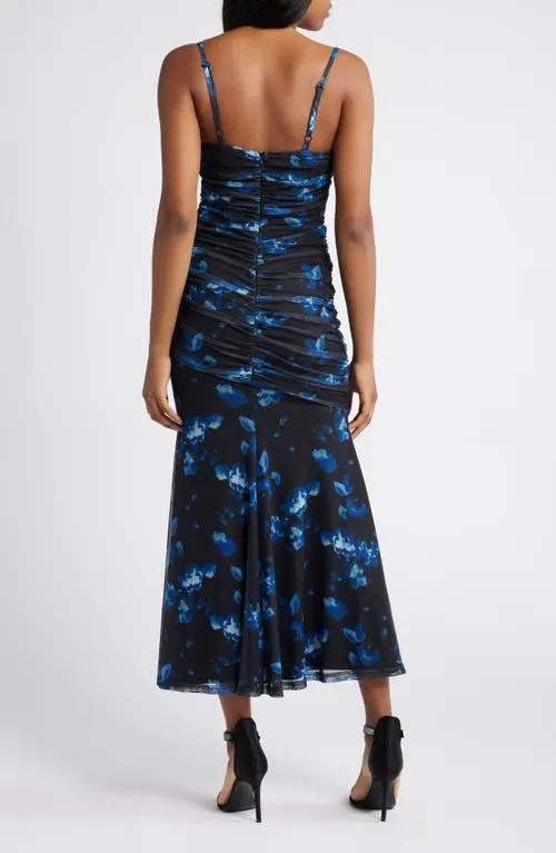 Lulus Ruched Mesh Maxi Cocktail Dress
