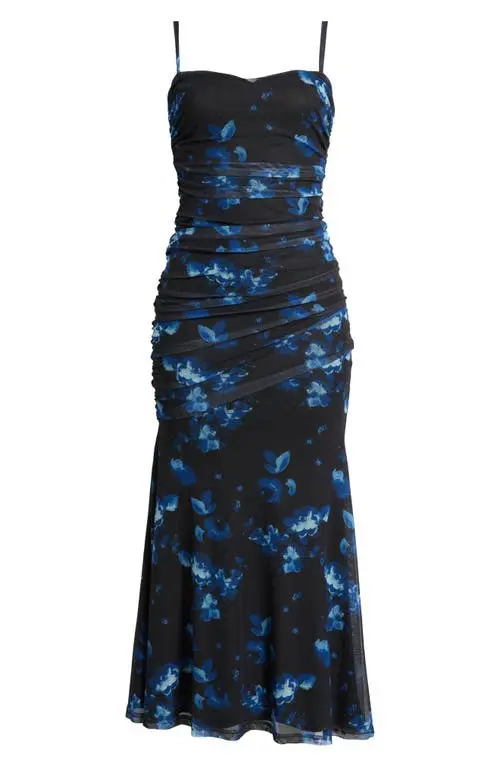 Lulus Ruched Mesh Maxi Cocktail Dress