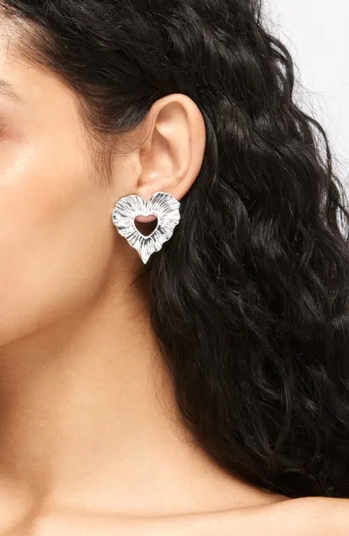 MIRANDA FRYE Amour Heart Drop Earrings - Silver