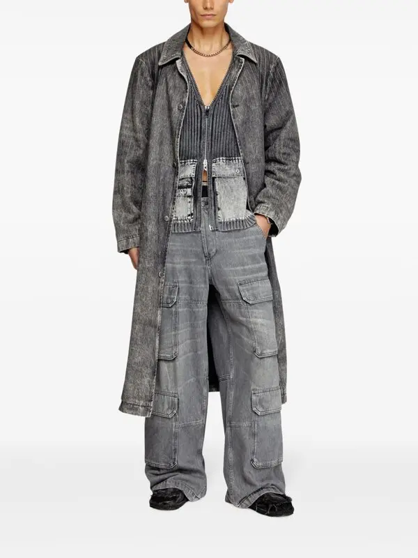 DIESEL® D-touch Wide Leg Cargo Jeans - Grey