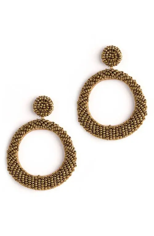 Deepa Gurnani Asta Beaded Hoop Drop Earrings - Gold