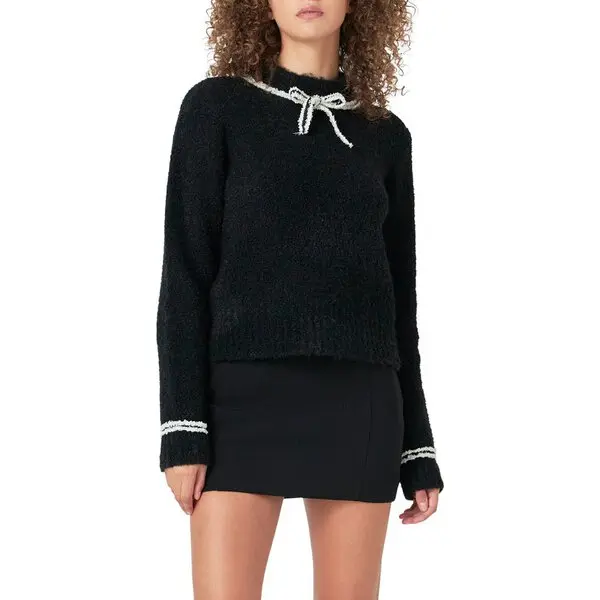 Endless Rose Bow Accent Bouclé Sweater