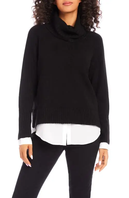 Karen Kane Mixed Media Layered Turtleneck Sweater