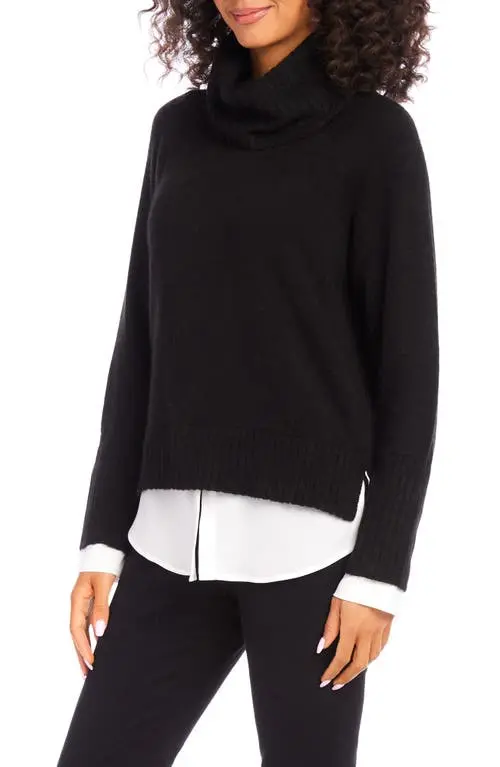Karen Kane Mixed Media Layered Turtleneck Sweater