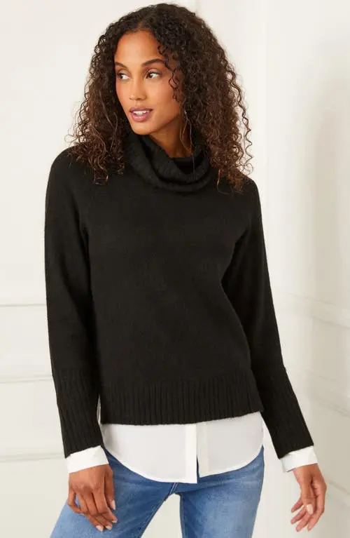 Karen Kane Mixed Media Layered Turtleneck Sweater