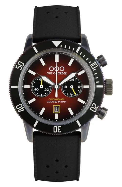 OUT OF ORDER Pilot Cronografo Chronograph Strap Watch - Red
