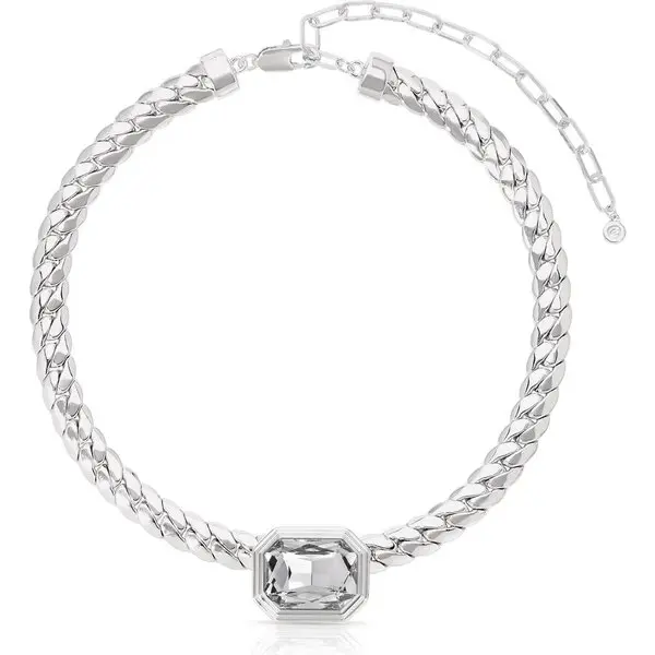 Ettika Deco Crystal Cuban Chain Statement Necklace - Silver
